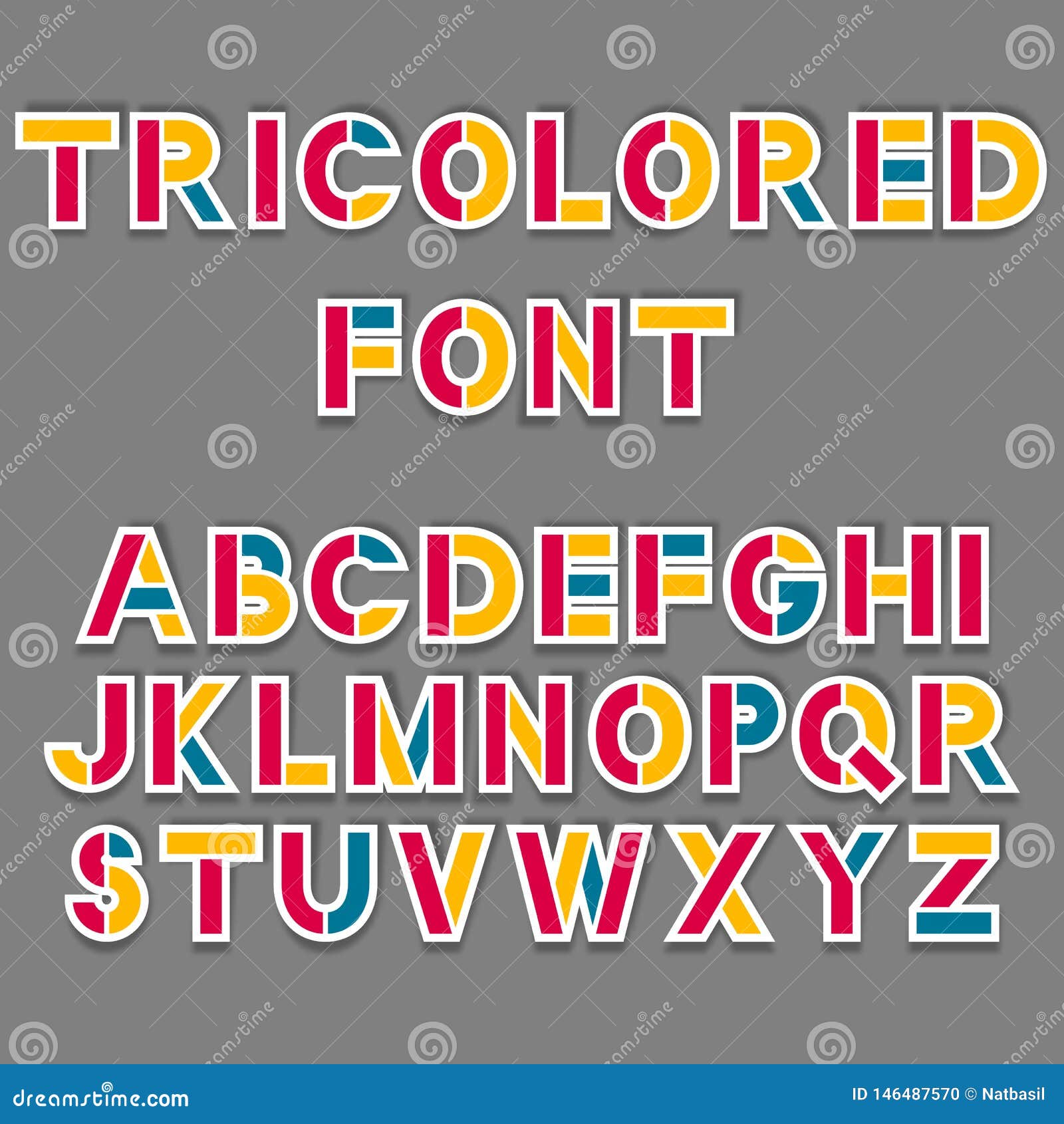 Sticker Font In Paper Art Style On White Background. Vector Type ...