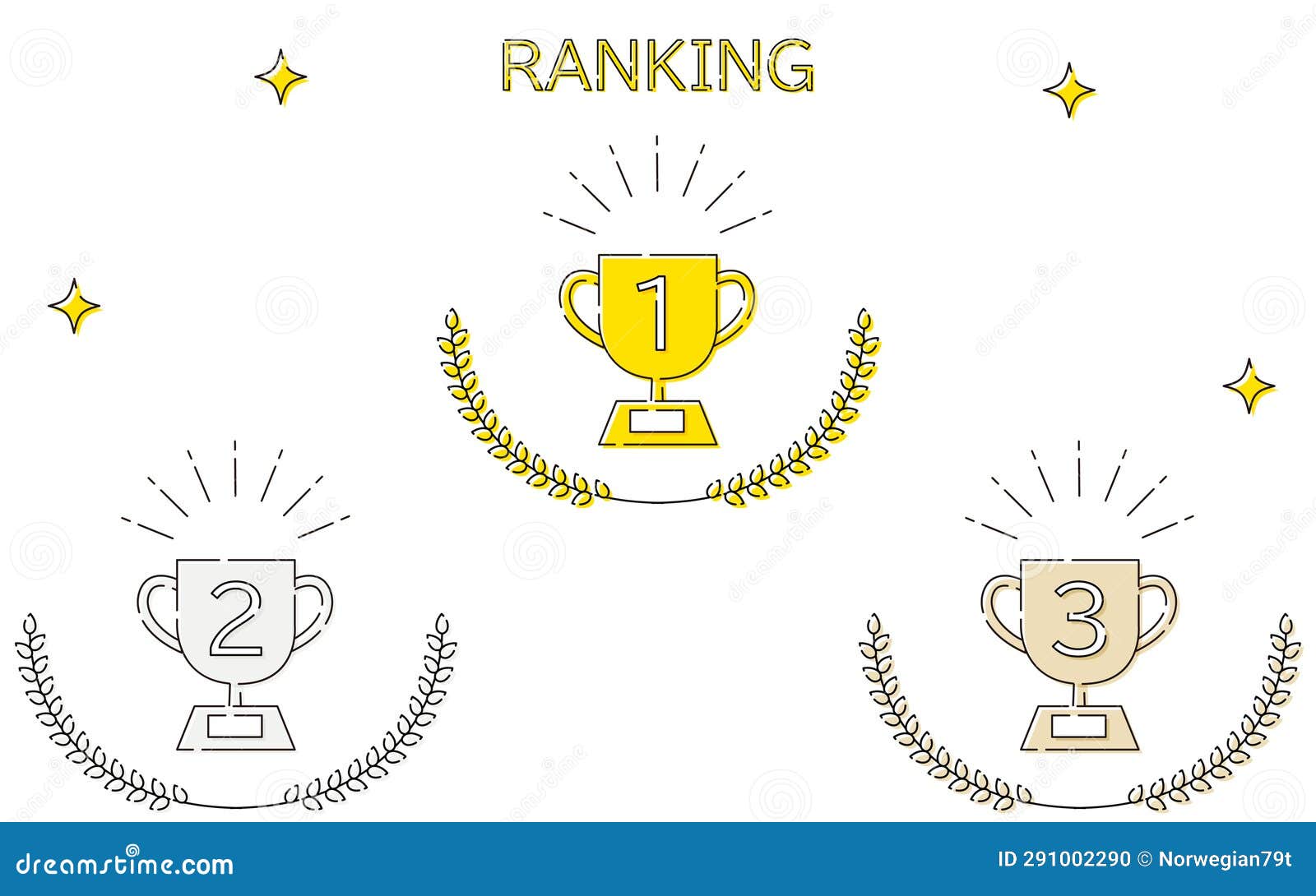 Simple Trophy and Laurel Ranking Icon Set, 1st-3rd Place Stock Vector ...