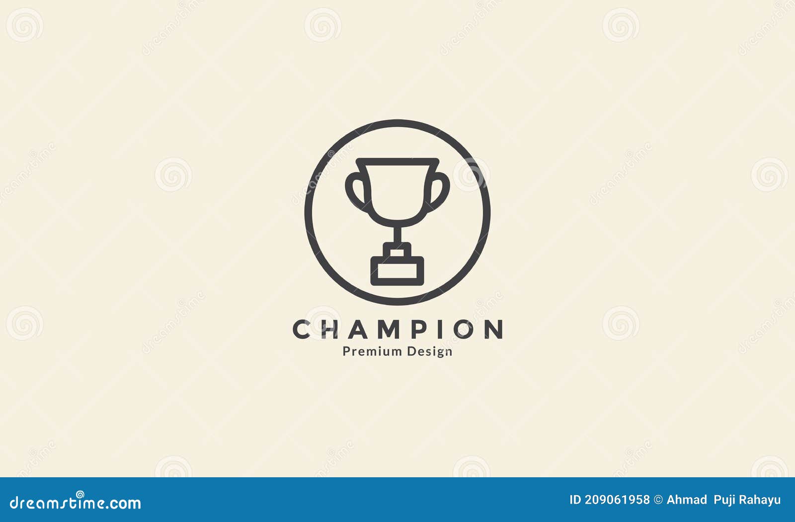 Simple Trophy Line with Circle Logo Symbol Icon Vector Graphic Design ...