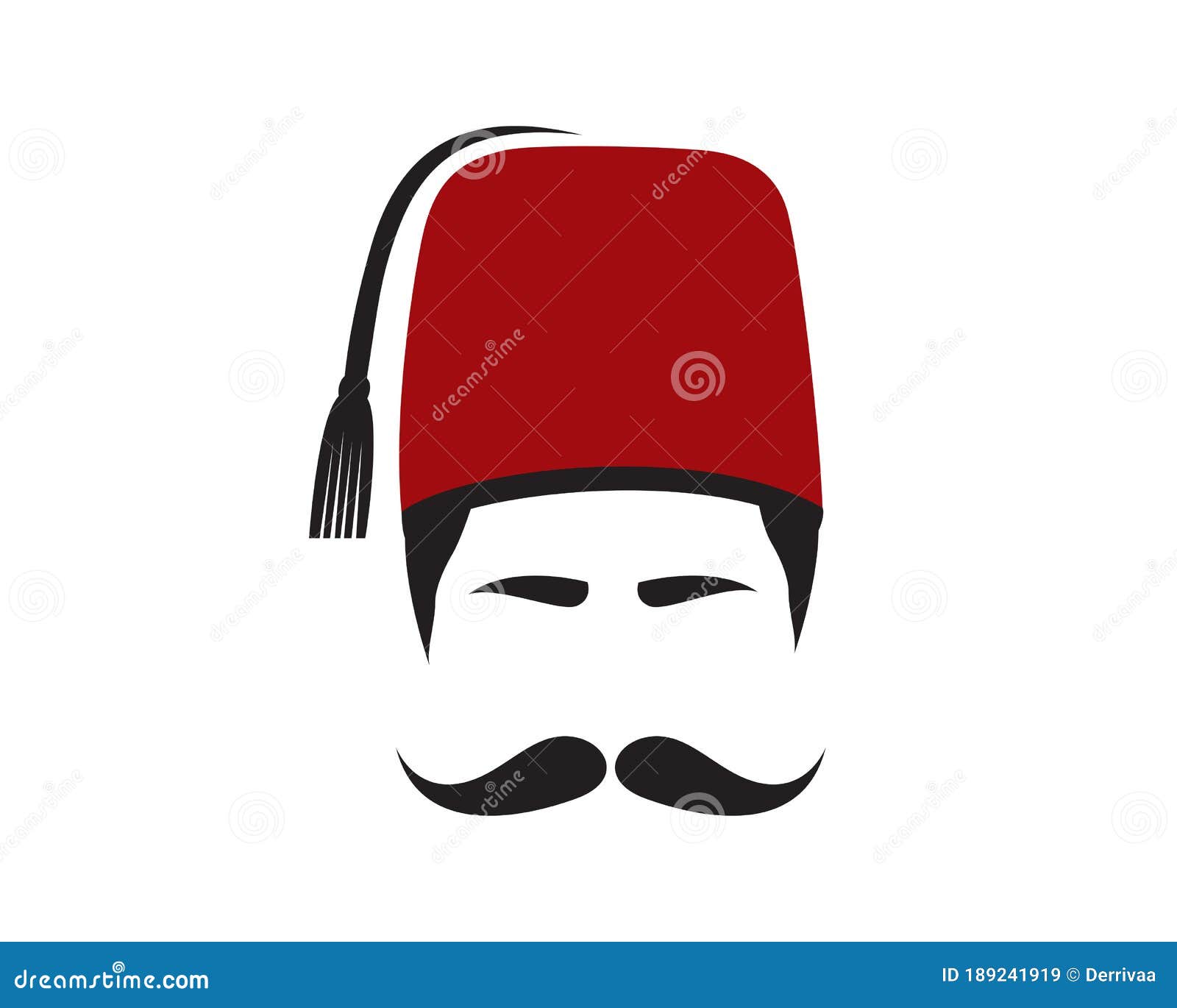 Turkish Fez Hat With Mustache Illustration Cartoon Vector ...