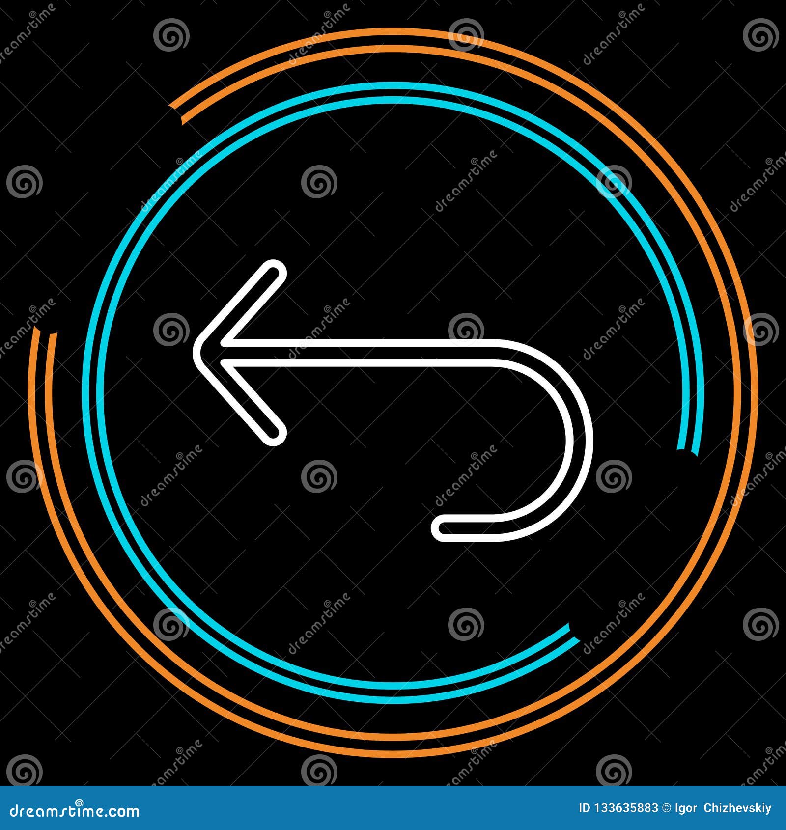 Simple Turn Back Arrow Thin Line Vector Icon Stock Vector ...