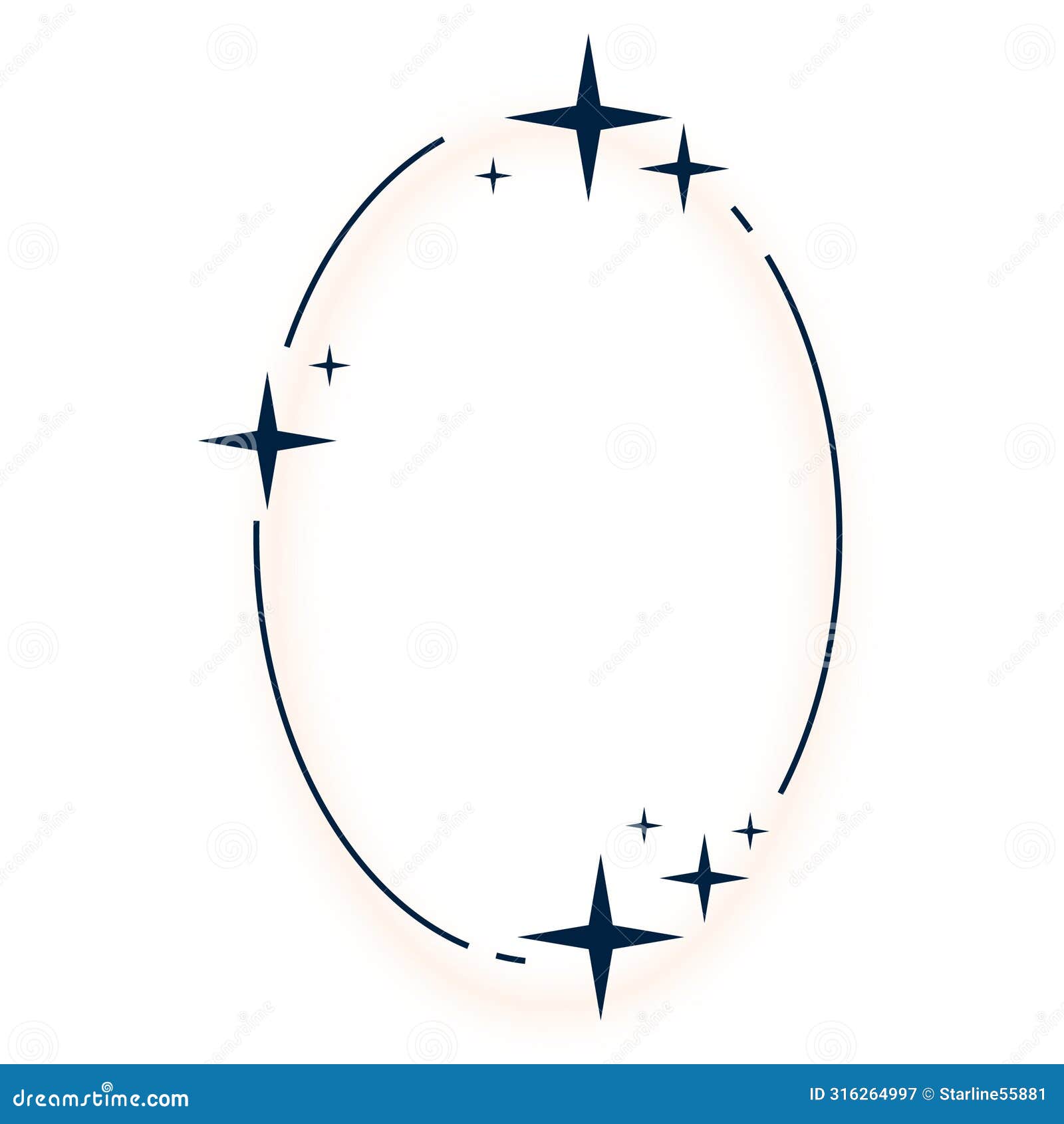 Simple Twinkle Starry Oval Border Frame with Blank Space Stock Vector ...