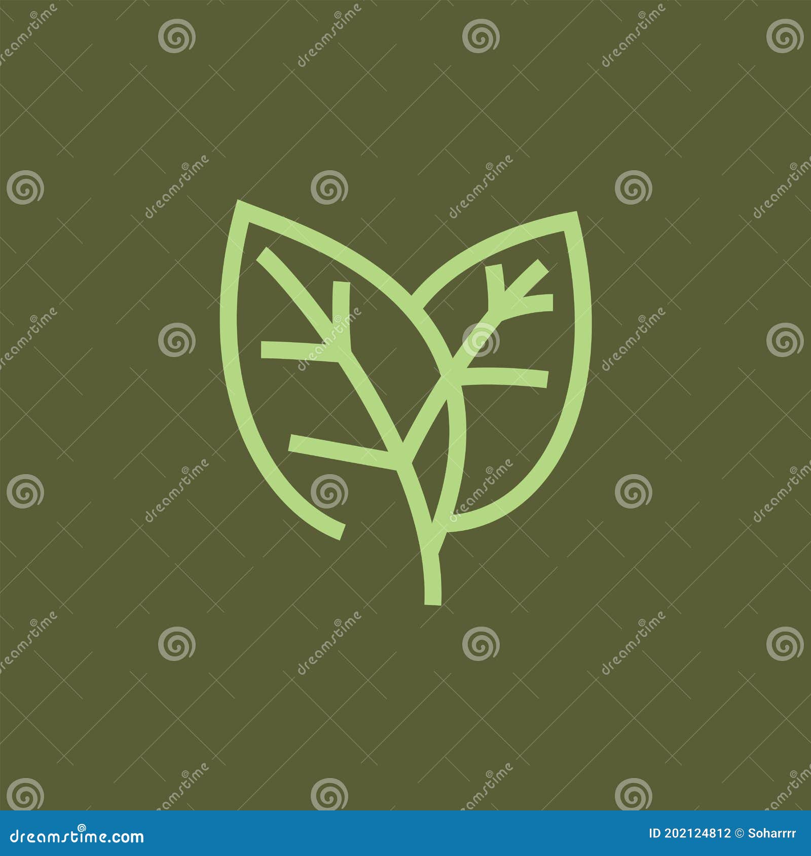 Simple Two Green Leaf Icon and Logo Design Stock Illustration ...