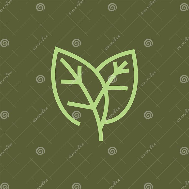 Simple Two Green Leaf Icon and Logo Design Stock Illustration ...