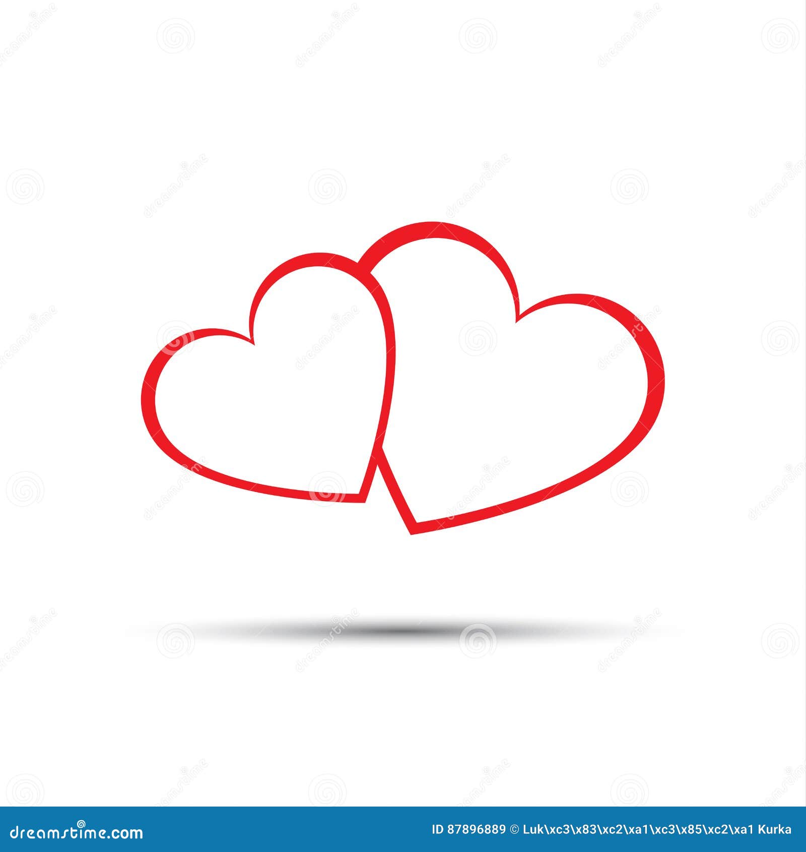 Simple Two Red Hearts Icon, Valentines Day Stock Vector - Illustration ...
