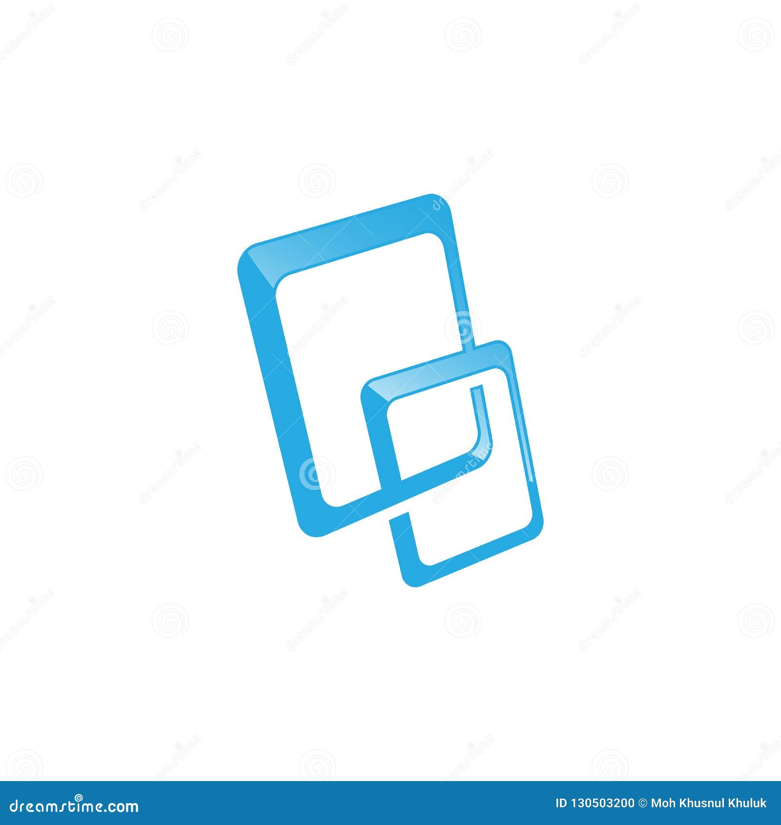 Simple Two Square Join Vector Logo Modern Stock Vector - Illustration ...