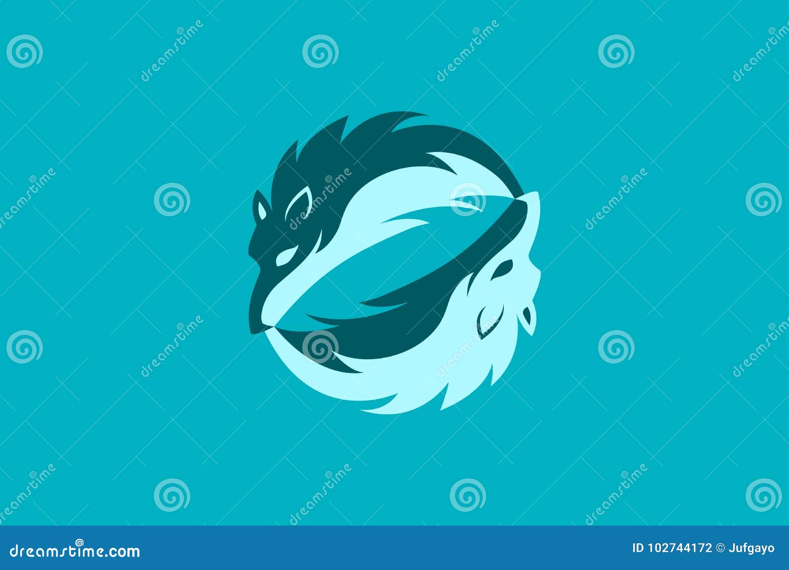 Danger Wolves Mascot E-sport Logo Design Isolated On Grey Background ...