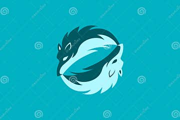 Simple Two Wolves Head Logo Icon Stock Vector - Illustration of beast ...
