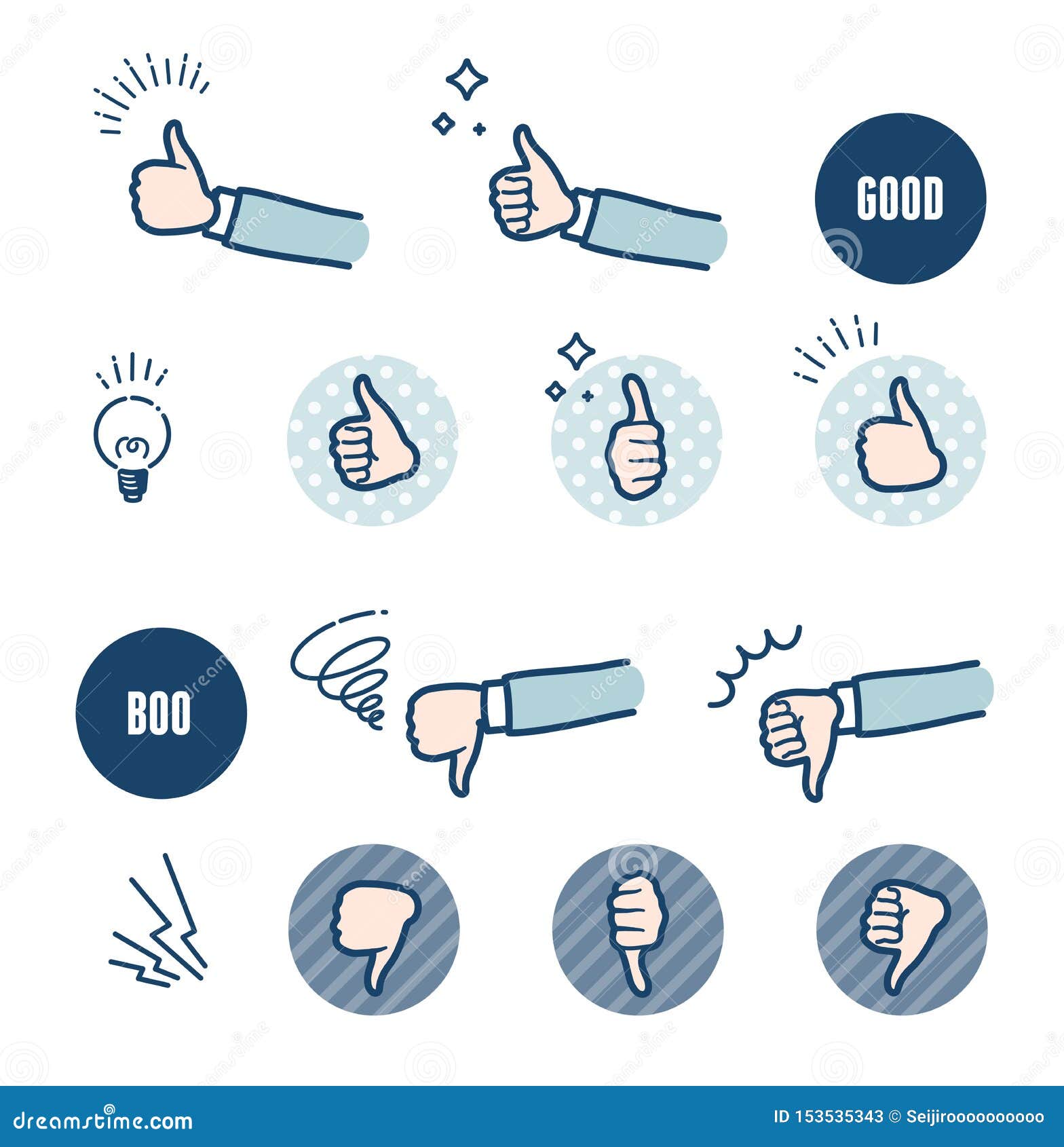 Simple Type Hand Gesture_good Bad Set Stock Vector - Illustration of ...