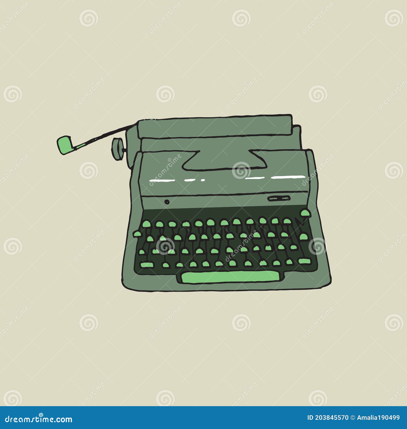 Simple Typewriter Doodle Vector Illustration Stock Vector ...