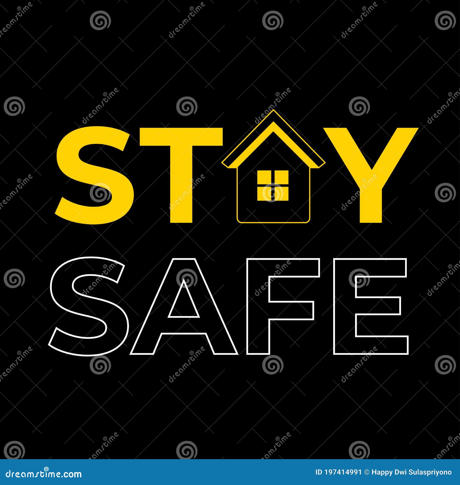 Simple Typography of Stay Safe Template Stock Vector - Illustration of ...