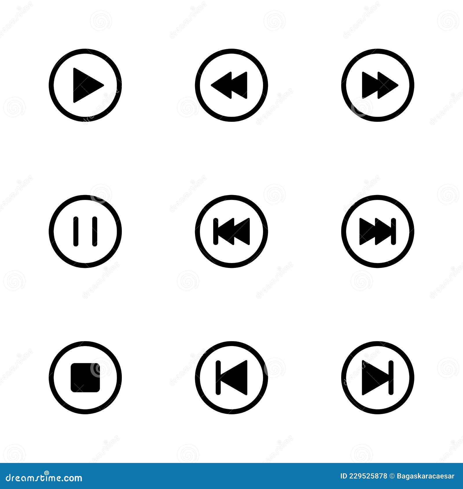 Simple UI Button Icons Set in EPS 10 Stock Vector - Illustration of ...