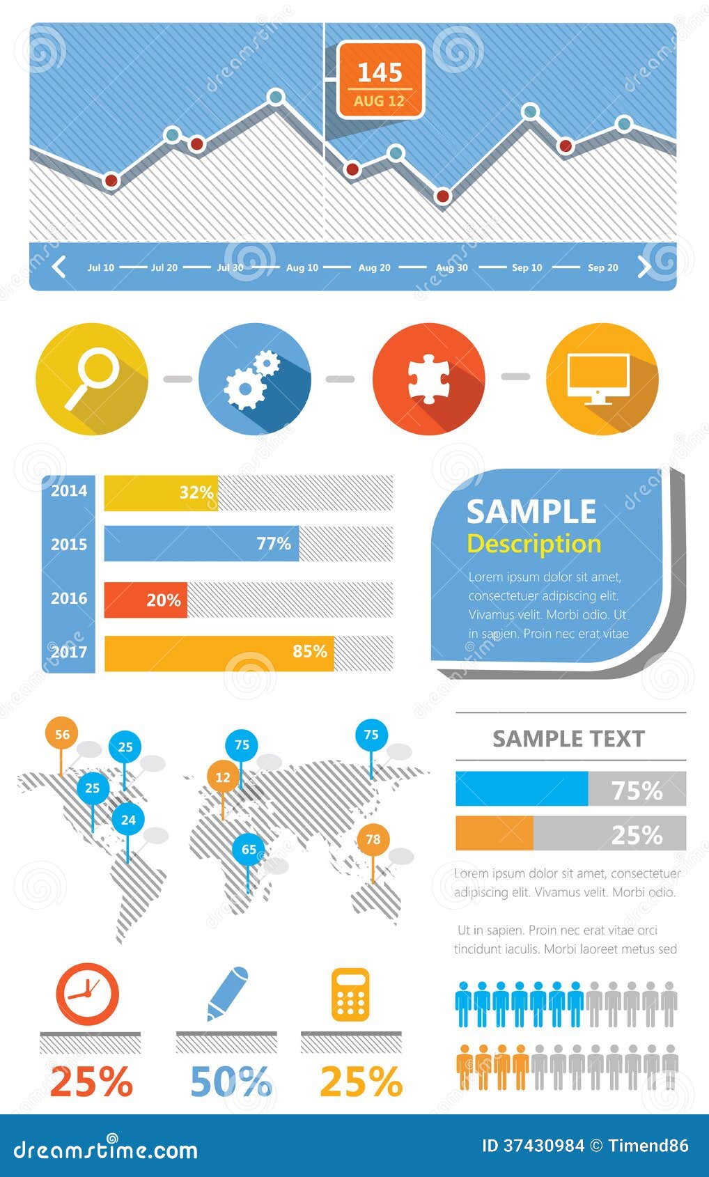 Simple Ui Kit Flat Infographic Stock Vector - Illustration of element ...