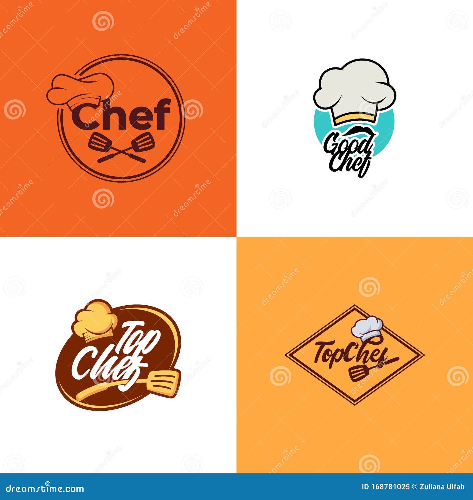 Simple and Creative Flat Chef Logo Design Vector Template Stock ...