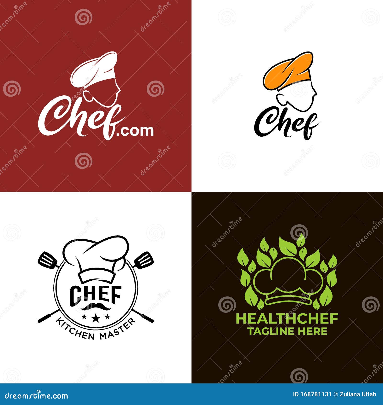 Simple and Creative Flat Chef Logo Design Vector Template Stock ...