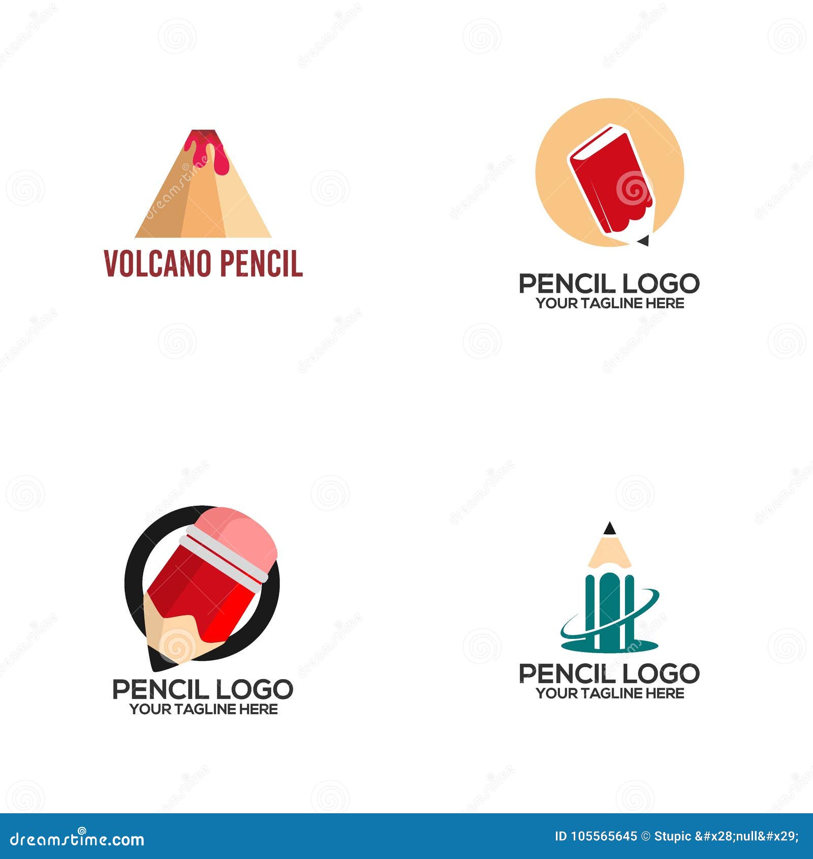 Pencil Logo Set Vector Art Logo Template and Illustration Stock ...