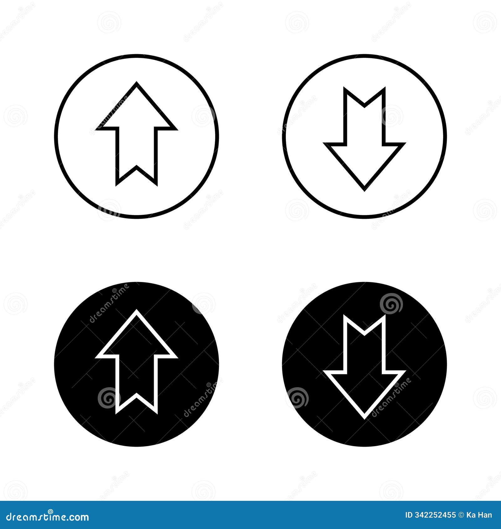 Simple Up and Down Arrow Line Icon on Black Circle Stock Illustration - Illustration of right ...