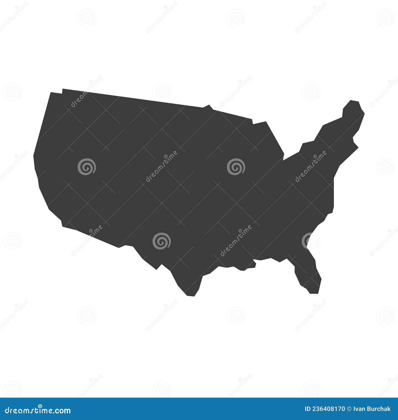 Simple US Map Vector Silhouette Stock Illustration - Illustration of ...