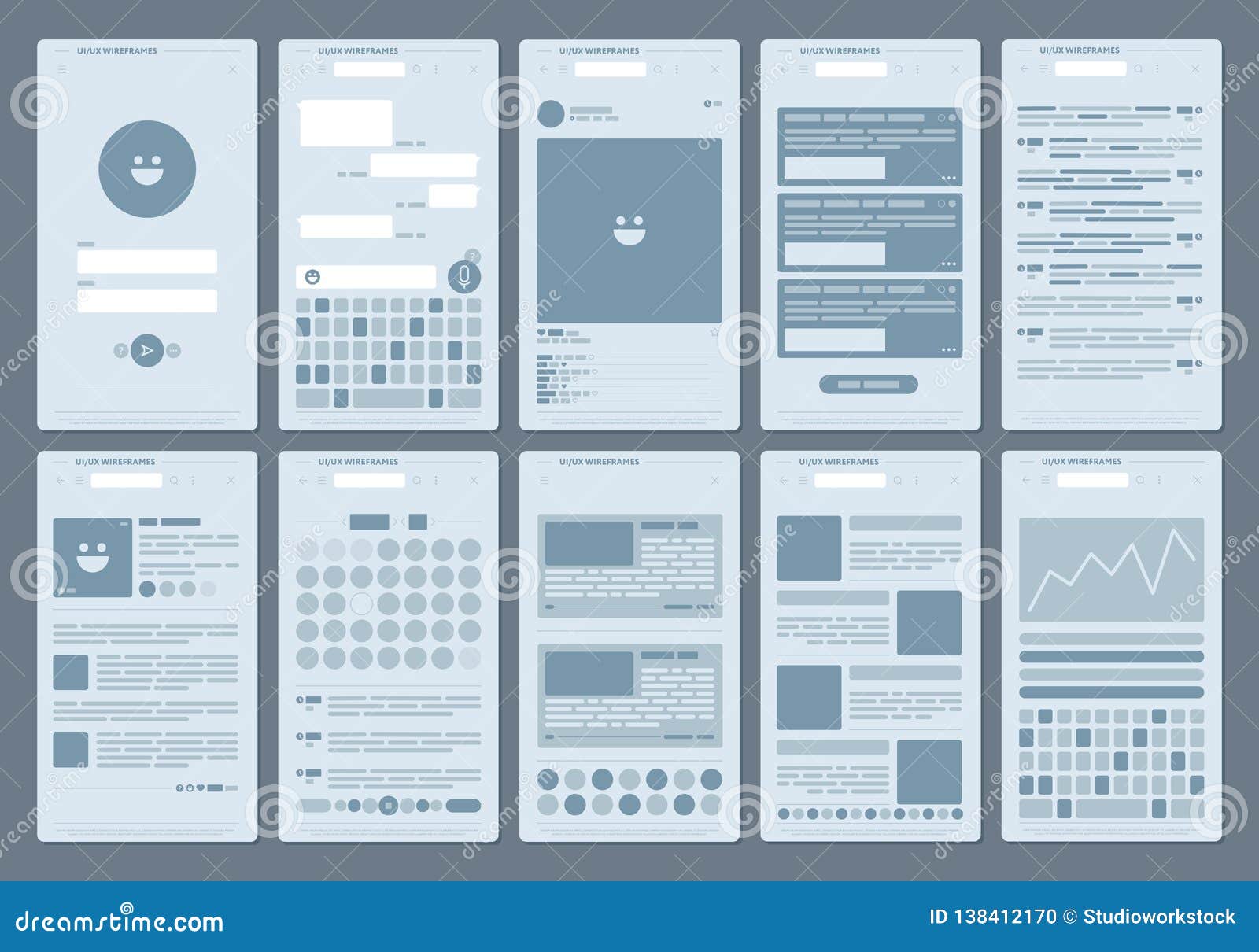 Simple User Interfaces of Network Stock Vector - Illustration of layout ...