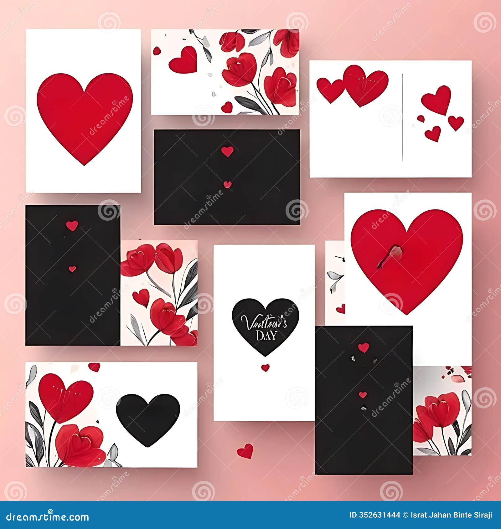 Simple Valentines Day Date Card Layouts Stock Illustration ...
