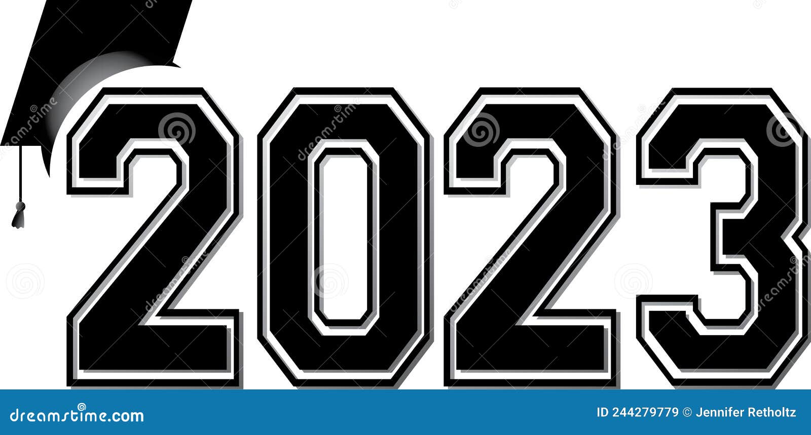 2023 Simple Varsity Letters Logo Black And White Cartoon Vector ...