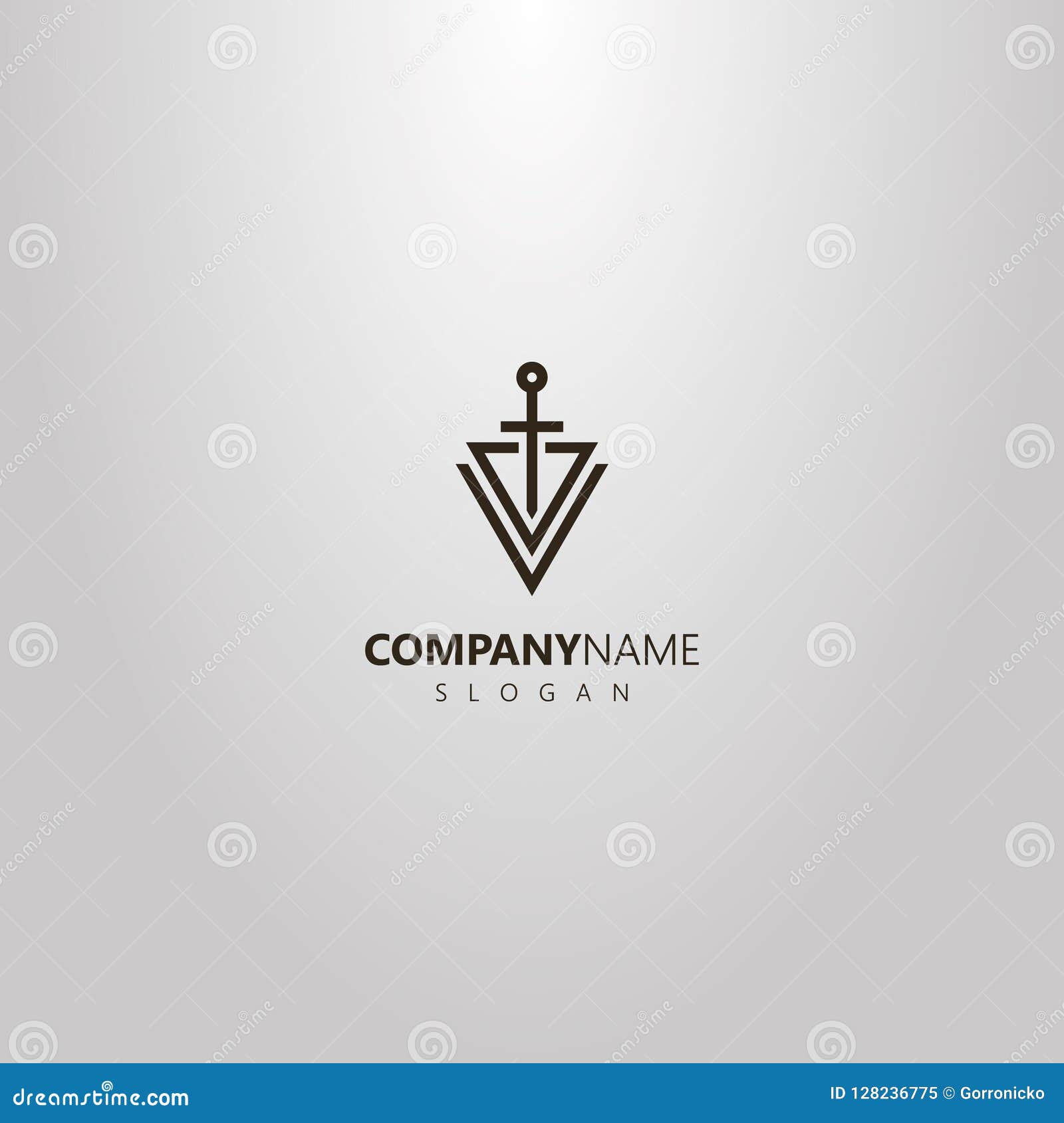 Simple Vector Abstract Logo of a Sword Piercing Two Triangles Stock ...