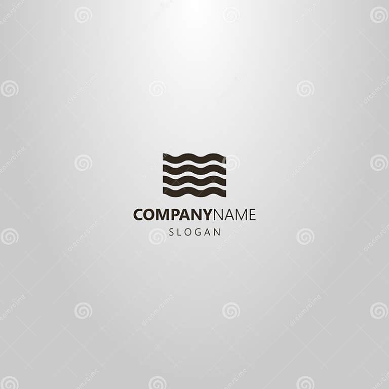 Simple Vector Abstract Rectangular Logo of Several Wavy Lines Located ...