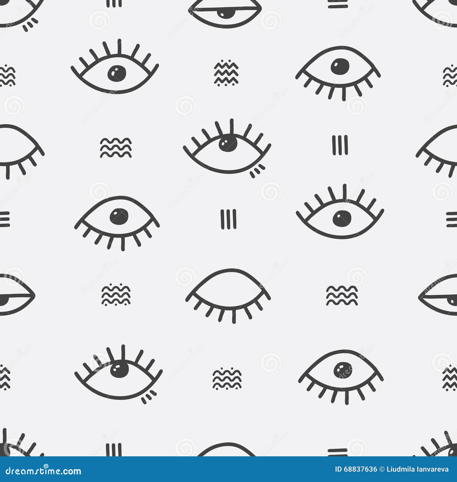 Simple Vector Abstract Seamless Pattern with Eyes. Stock Vector ...