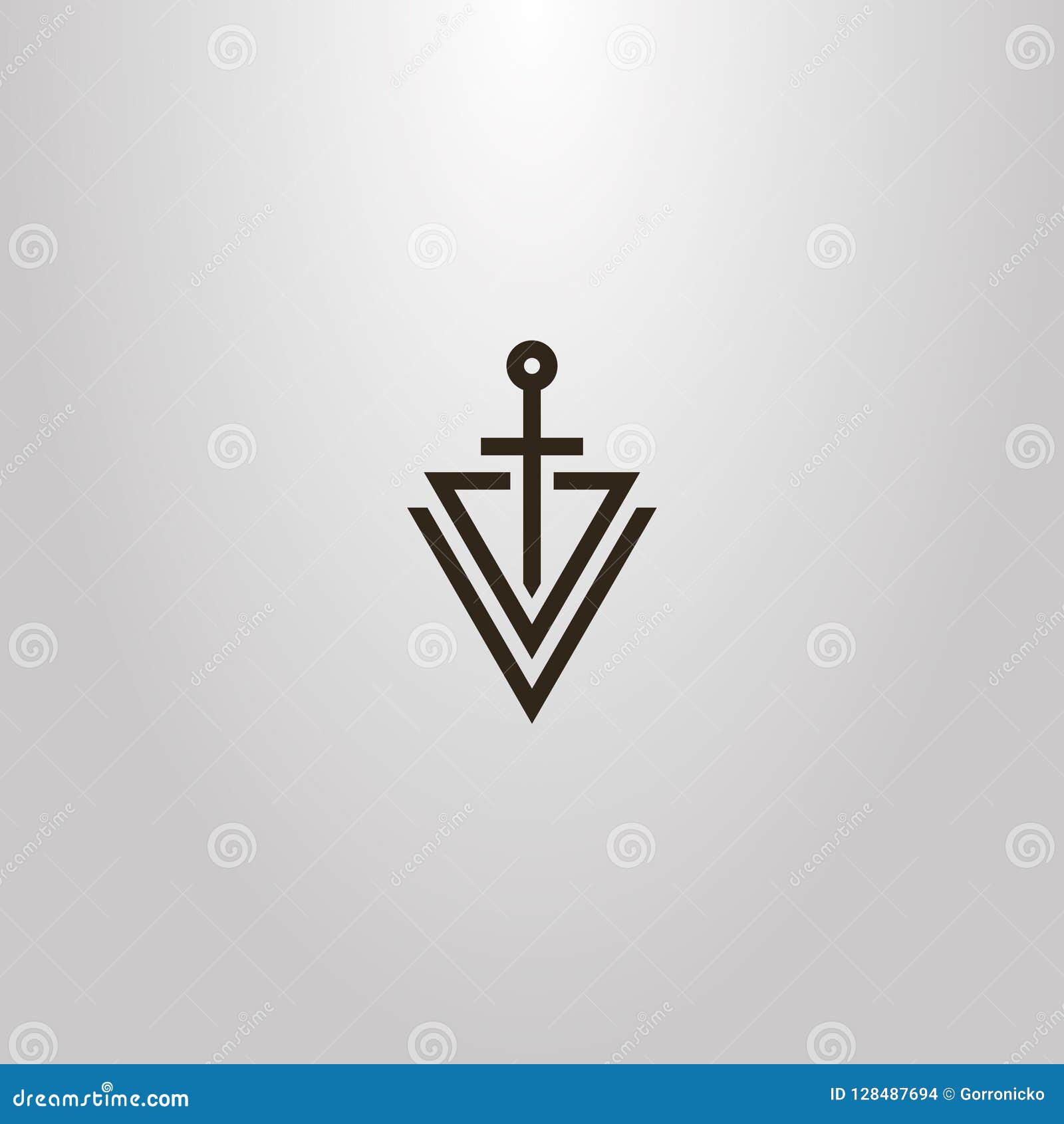 Simple Vector Abstract Sign of a Sword Piercing Two Triangles Stock ...