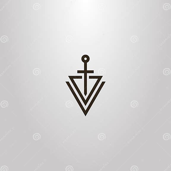 Simple Vector Abstract Sign of a Sword Piercing Two Triangles Stock ...