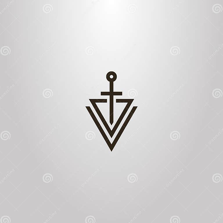 Simple Vector Abstract Sign of a Sword Piercing Two Triangles Stock ...