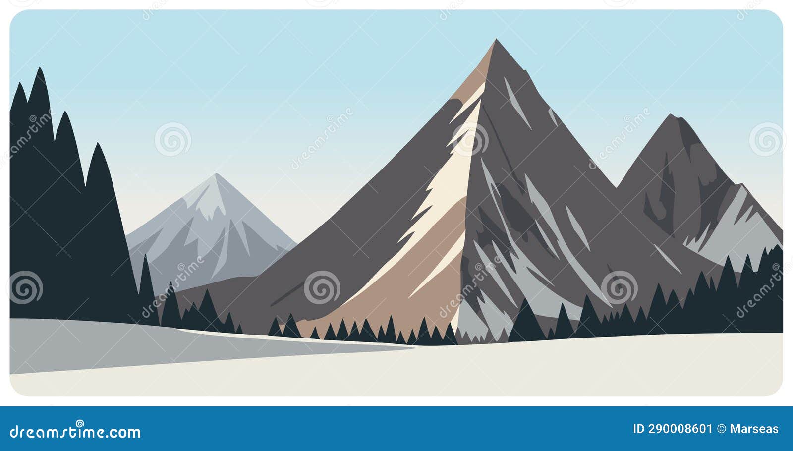 Simple Vector of Abstract Snowy Mountain Landscape Stock Vector ...