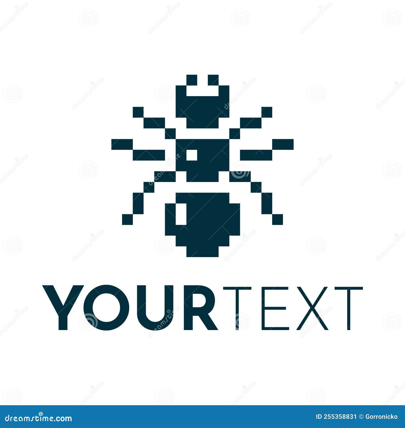 Simple Vector 1bit Pixel Art Emblem of Black Ant Editorial Photo ...
