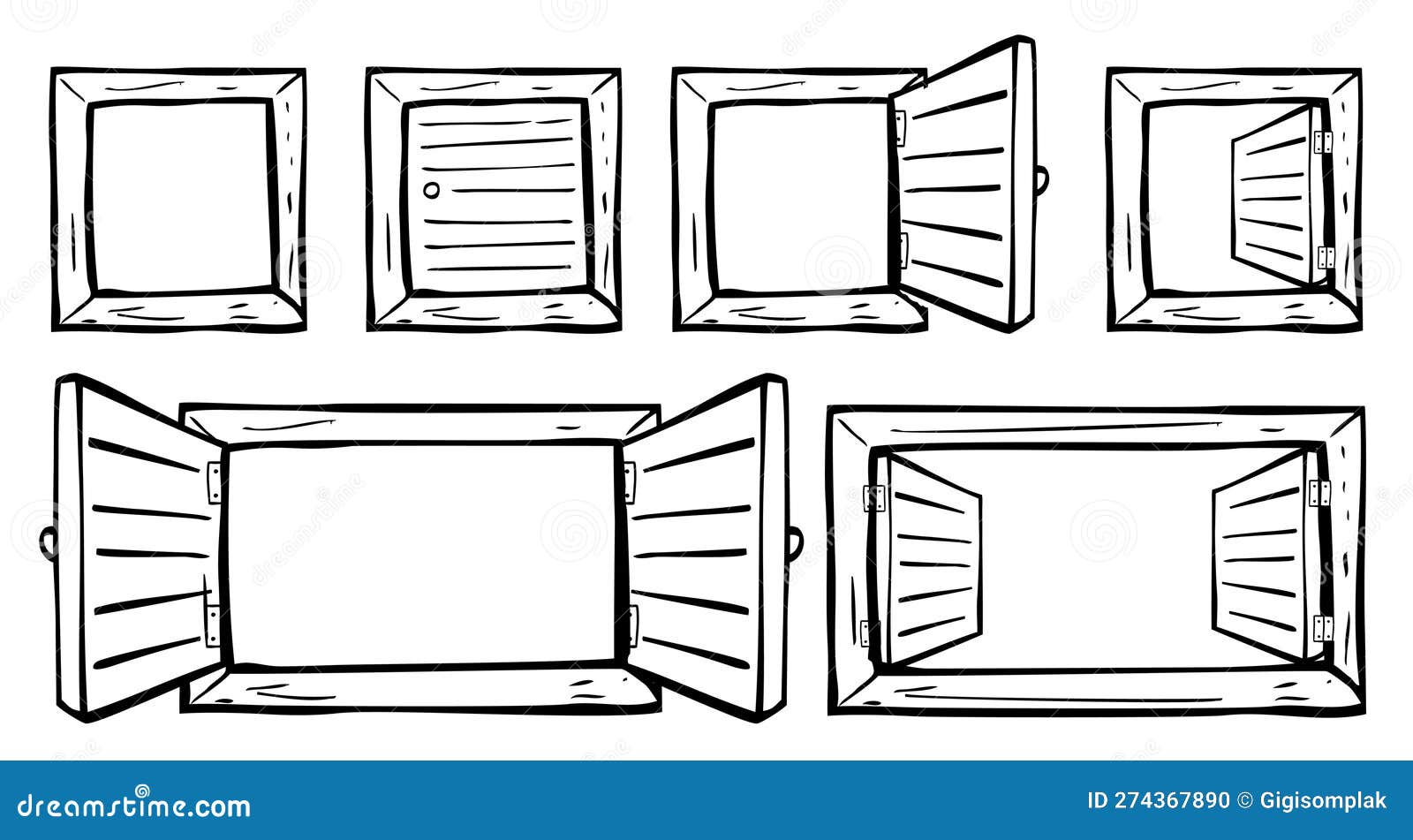 Simple Vector Black Hand Draw Sketch Window Set 6 Stock Vector ...