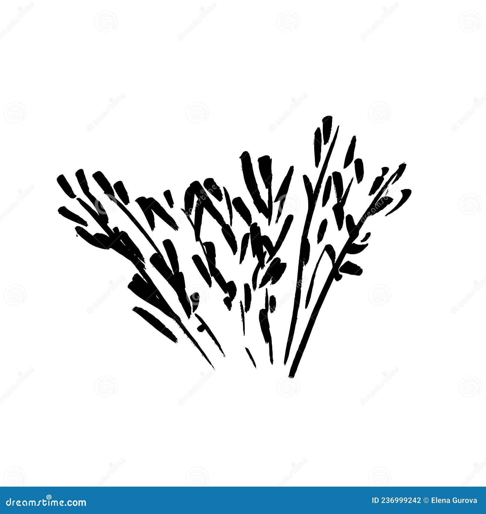 Simple Vector Black Outline Drawing. Bush Sketch Silhouette Stock ...