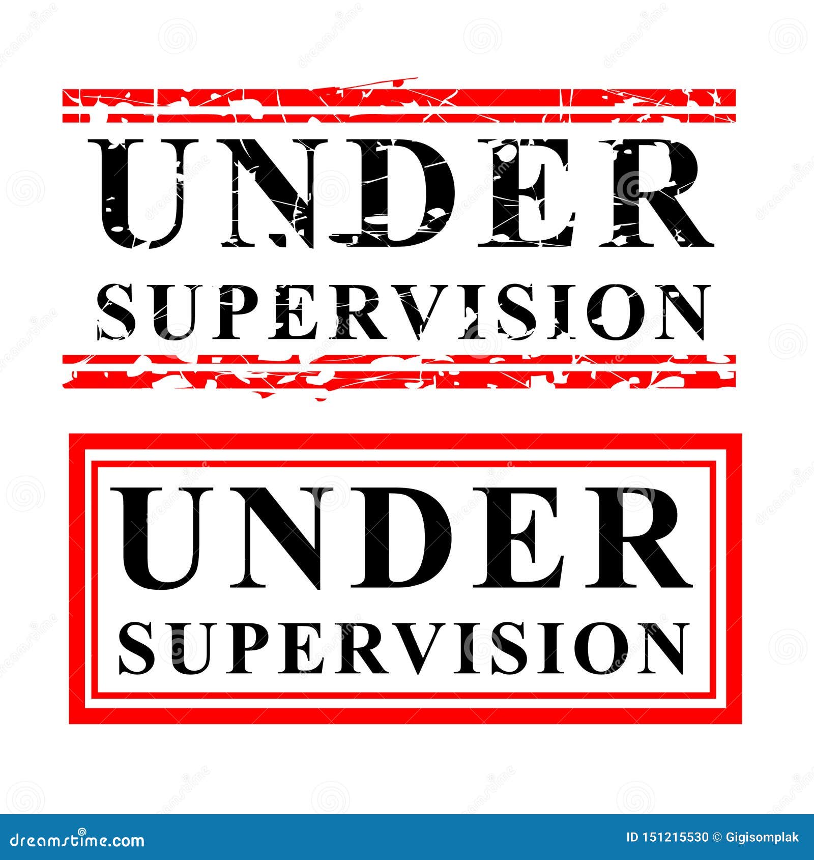 Simple Vector Black and Red Rubber Stamp, Under Supervision, Isolated ...