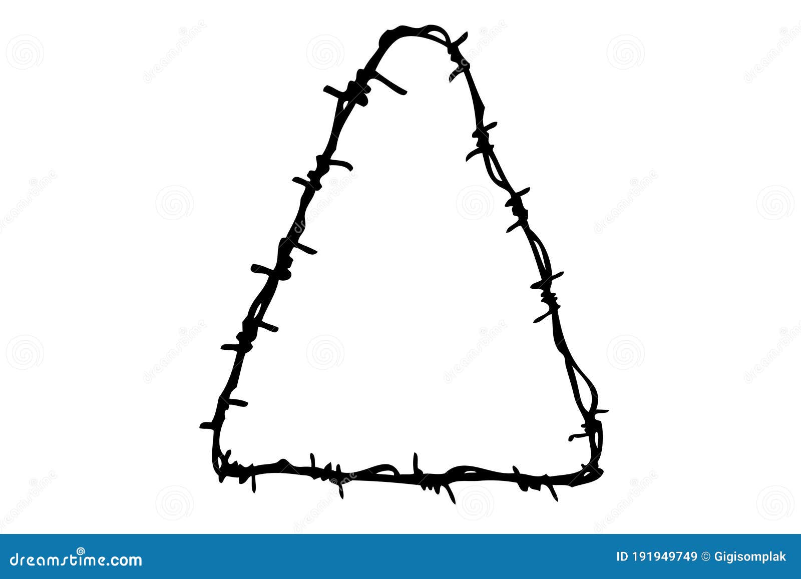 Simple Vector Black Triangle Frame Hand Draw Sketch Barb Wire Stock ...