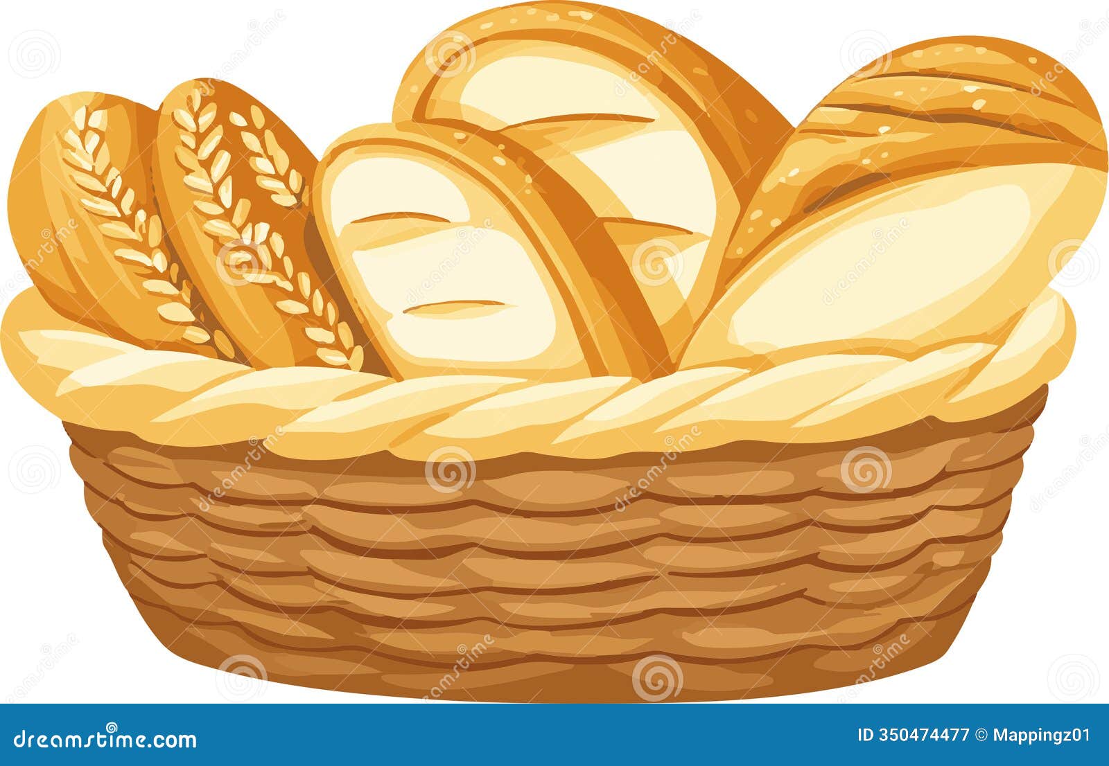 Simple Vector Bread Basket Clipart Stock Vector - Illustration of ...