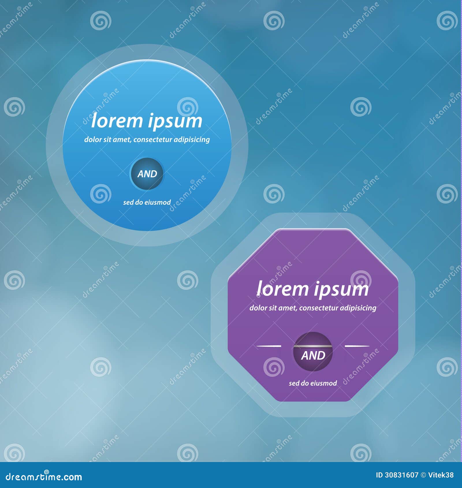 Simple Vector Buttons with Abstract Blurred Background. Natural Stock ...