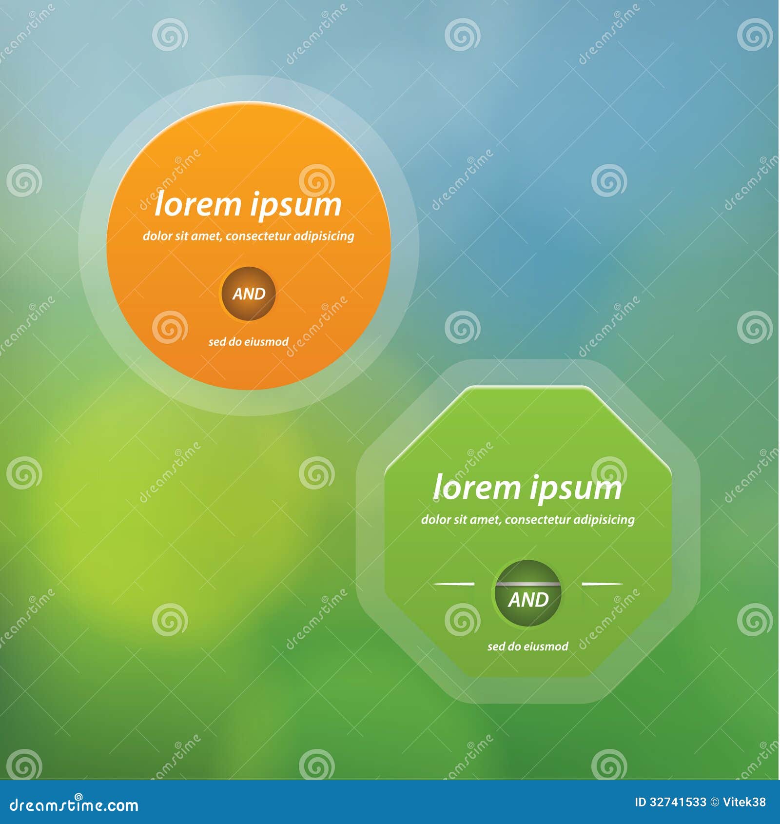 Simple Vector Buttons with Abstract Blurred Background. Natural Stock ...