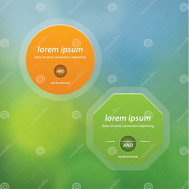 Simple Vector Buttons with Abstract Blurred Background. Natural Stock ...