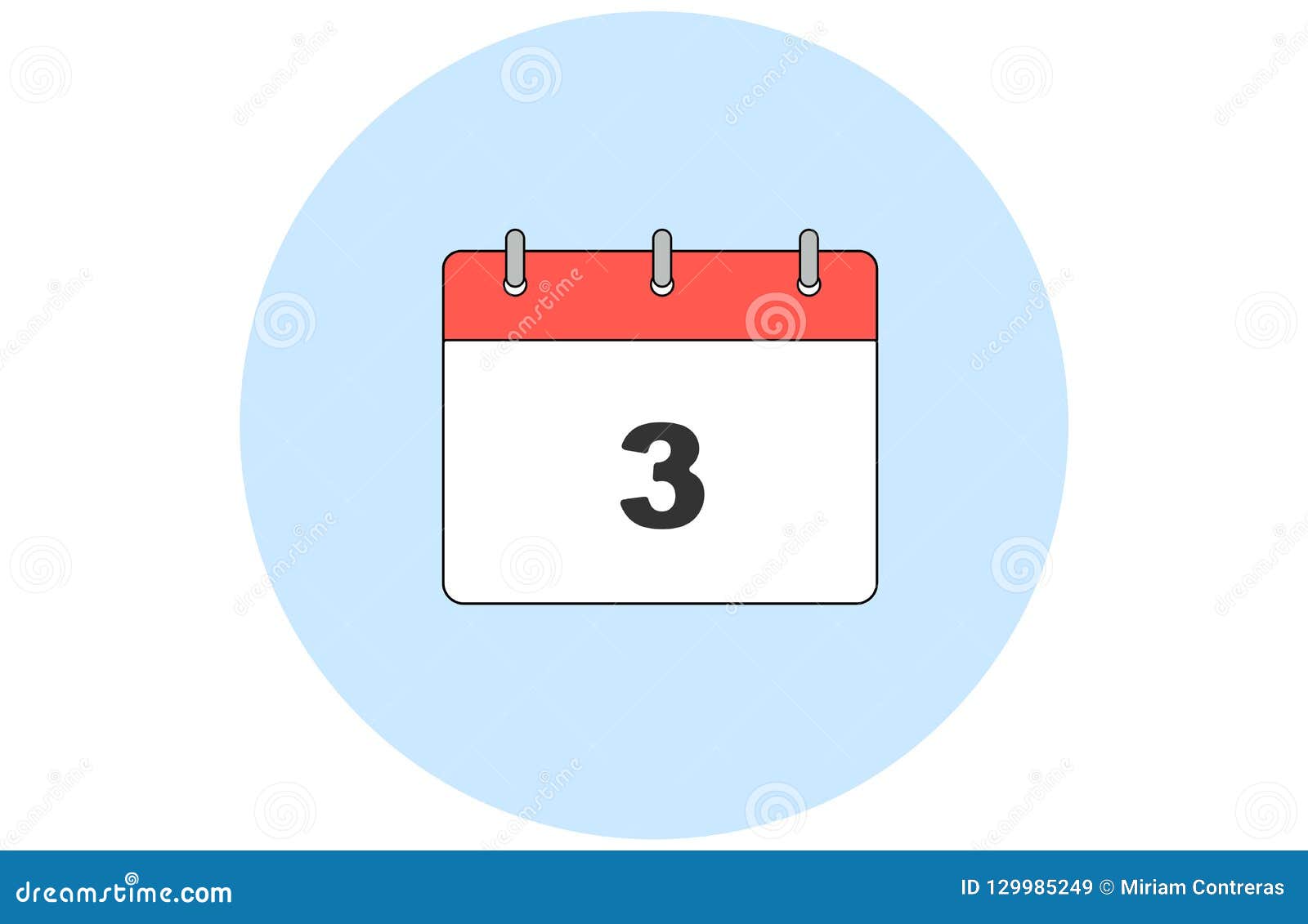 Simple Vector Calendar. Day 3. Every Month. Stock Vector - Illustration ...