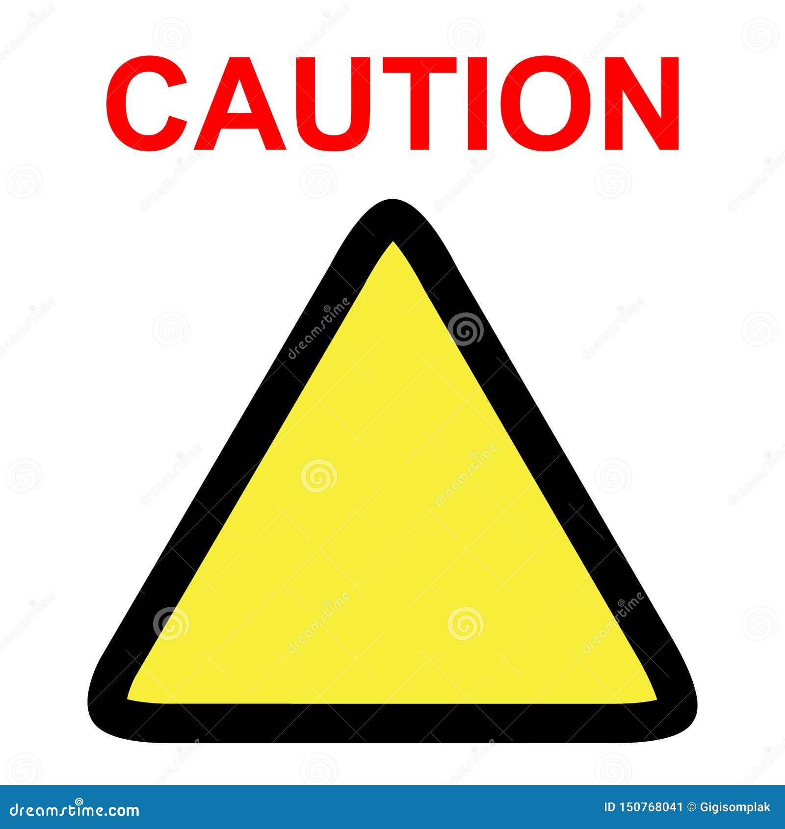 Simple Vector Caution Blank Sign, Isolated on White Background Stock ...