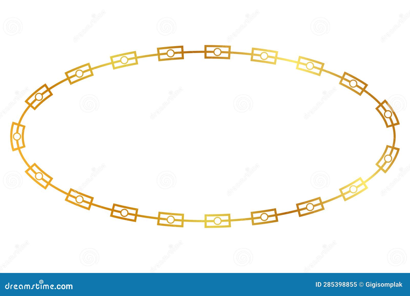 Simple Vector Chain Oval Frame from Golden Rope for Element Design ...