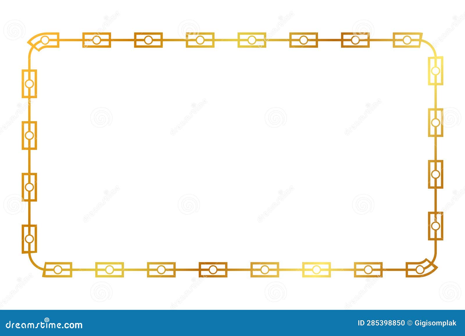 Simple Vector Chain Rectangle Frame from Golden Rope for Element Design ...