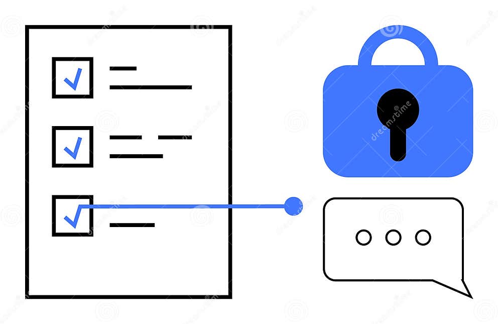Checklist with Security Lock and Speech Bubble Stock Vector ...