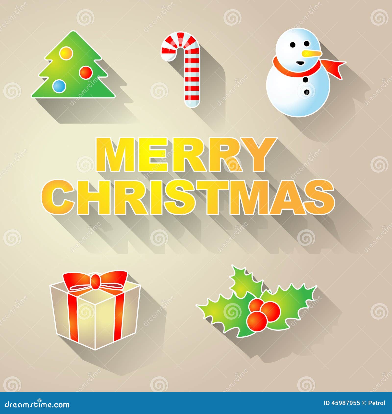 Simple Vector Christmas Symbols Stock Vector - Illustration of merry ...