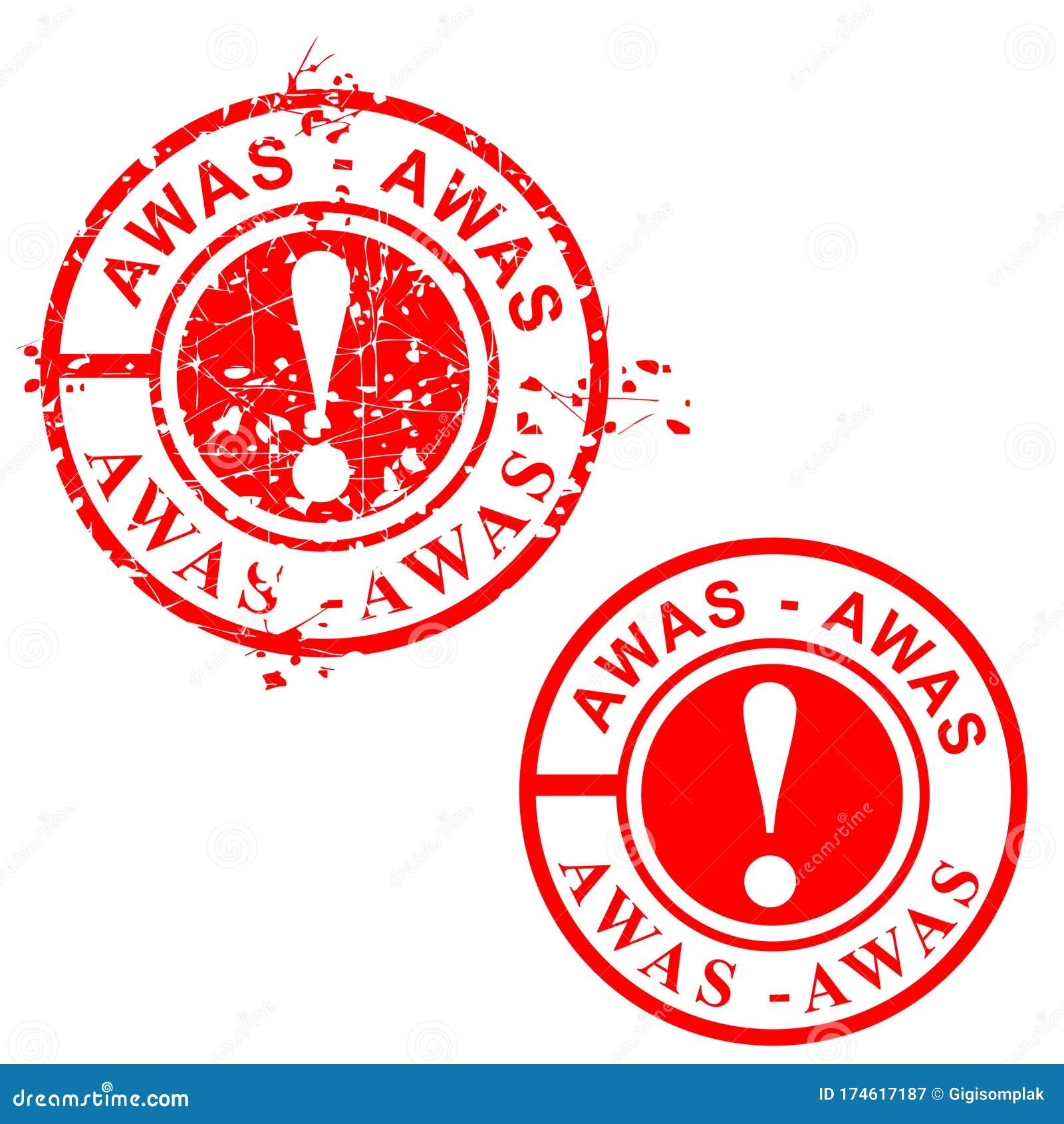 Simple Vector Circle Grunge Red Rubber Stamp, Awas, Beware in Indonesia ...