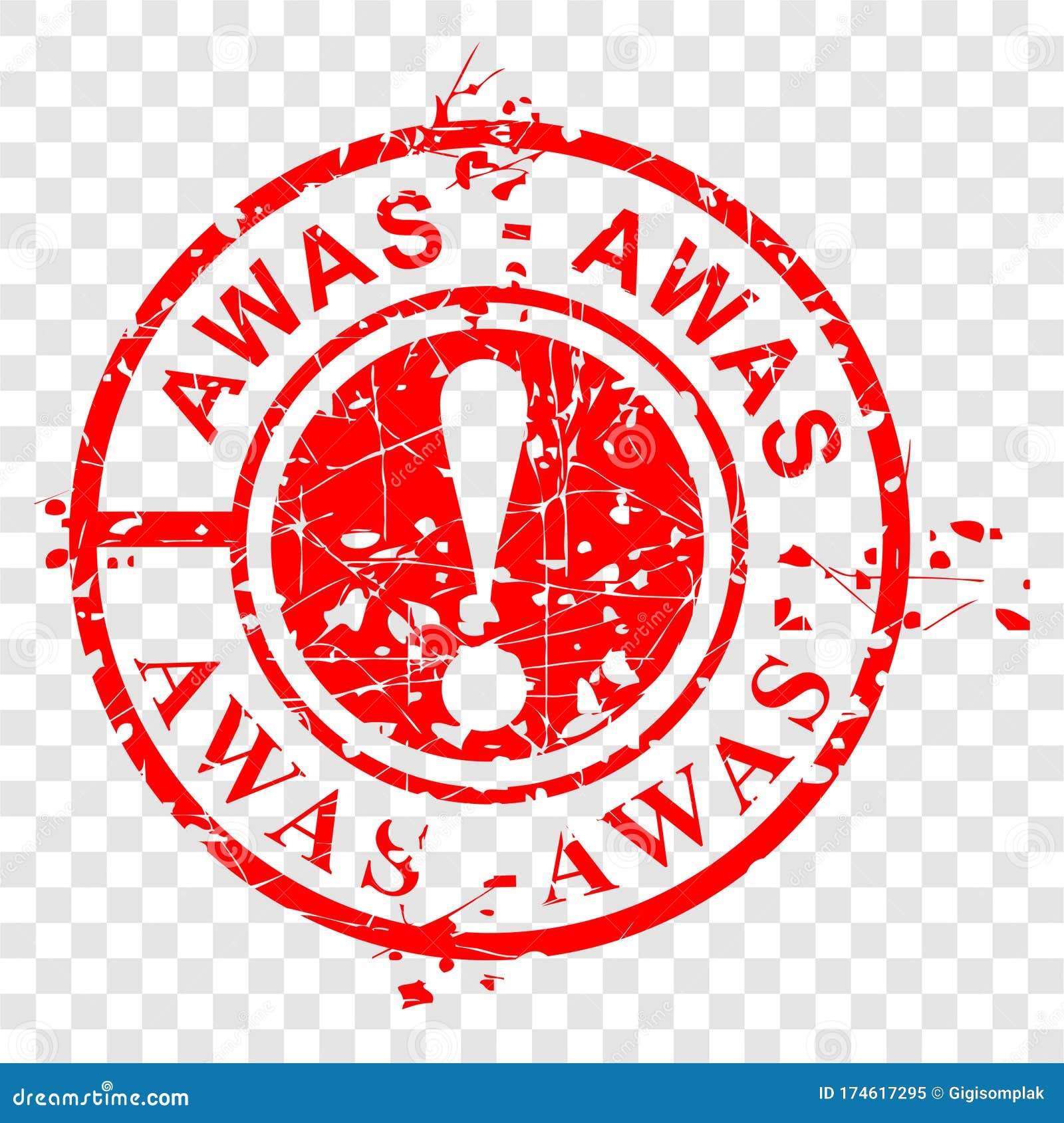 Simple Vector Circle Grunge Red Rubber Stamp, Awas, Beware in Indonesia ...