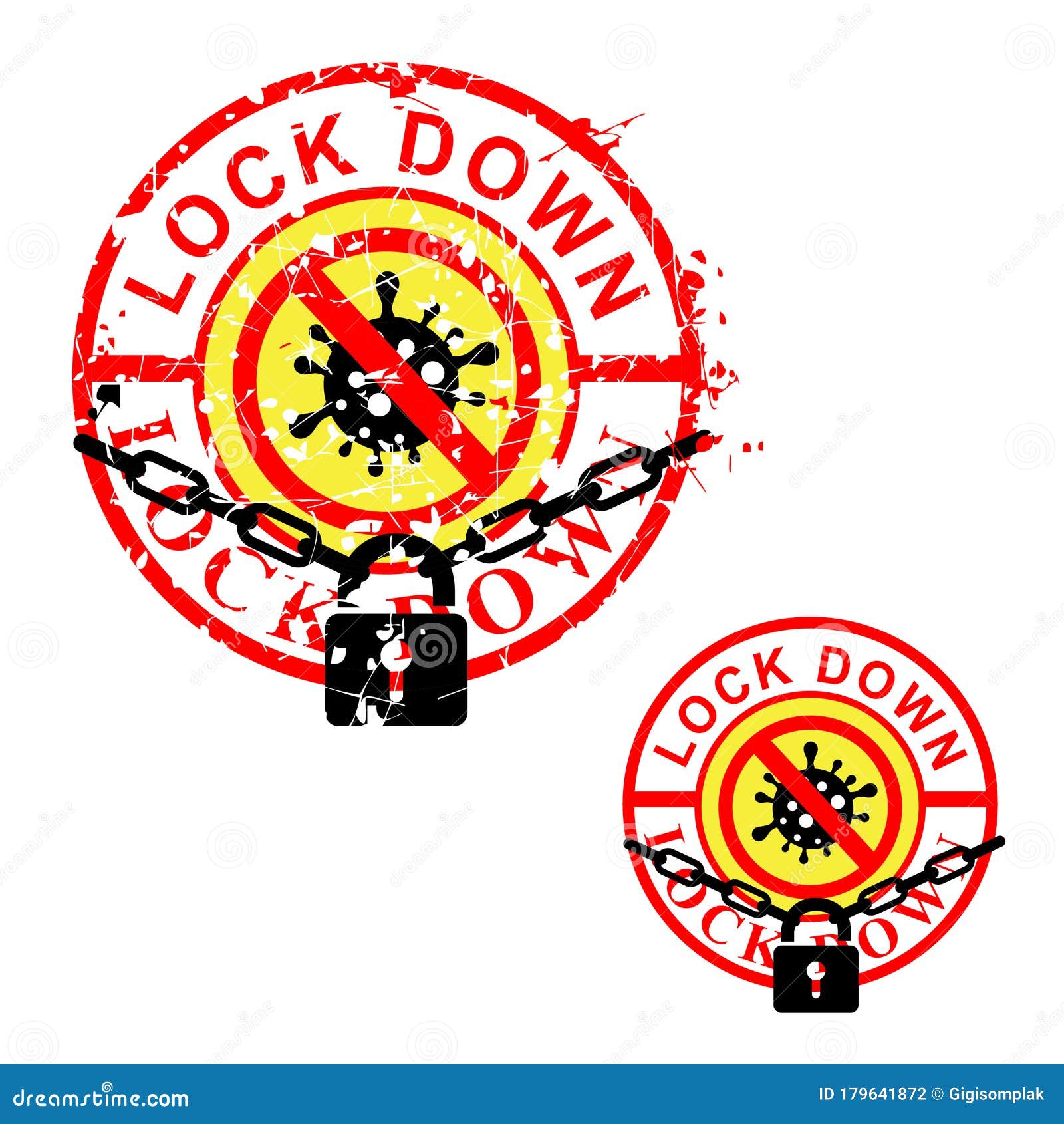 Simple Vector Cirle Red Grunge Rubber Stamp, Lock Down, Isolated on ...